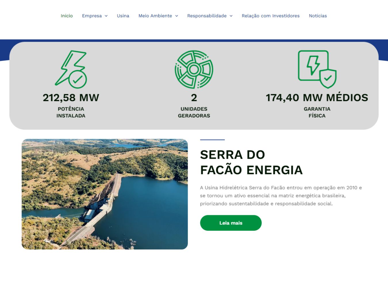Novo site da Serra do Facão Energia entra no ar com visual moderno e ...